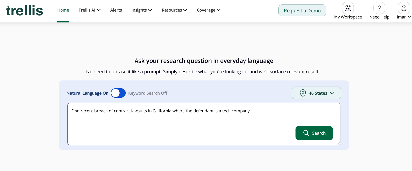 Natural Language Search in Trellis